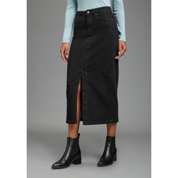 Arizona Damen Jeansrock &raquo;lang&laquo; wadenlang, mit Schlitz, figurbetonte Passform, aus elastischem Denim schwarz 19