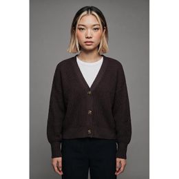 V&eacute;ro Moda Vero Moda Damen Strickjacke &raquo;VMLEA LS V-NECK CUFF CARDIGAN NOOS&laquo; Kunstfaser, regular fit braun L