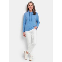 GOLDNER Kurzgr&ouml;&szlig;e: Langarm Viskose-Pullover, Stehbund in blau | Gr.: 23