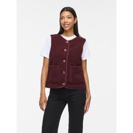 Vila Damen Pl&uuml;schweste &raquo;VIADA TEDDY WAISTCOAT - NOOS&laquo; Pl&uuml;sch, Kunstfaser, regular fit rot 34