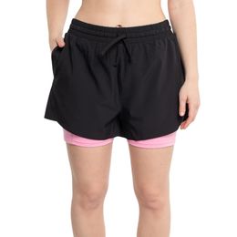 Mymotus Sporthose 'Mymotus Ladies Comfort Running Twin Shorts Black- Begonia Pink RW81' Damen Gr&ouml;&szlig;e XL schwarz