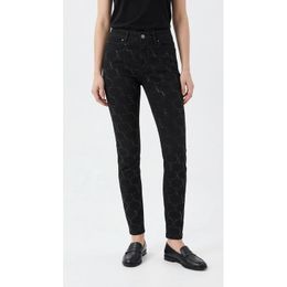 MAC Damen MAC Skinny-fit-Jeans &raquo;DREAM SKINNY chain glitter&laquo; mit Glitzersteine Muster schwarz 46, L&auml;nge 34