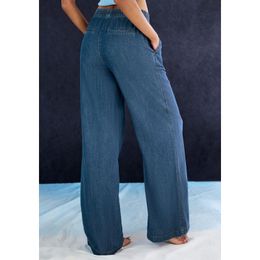 H.I.S. H.I.S Damen Schlupfhose weites Bein, in Denim Optik blau 32/34, N-Gr