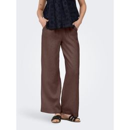 Only Damen Only Schlupfhose &raquo;ONLBRUXELLES MW LIN BL TIE PANT PNT NOOS&laquo; Sommerhose mit Leinen braun XS (34), L&auml;nge 32