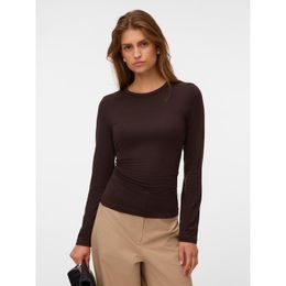 V&eacute;ro Moda Vero Moda Damen Langarmshirt &raquo;VMADA LS TOP JRS NOOS&laquo; Materialmix, regular fit braun M