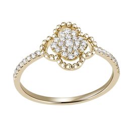 Firetti Damen Fingerring &raquo;Schmuck Geschenk Gold 585 Damenring Ring Kleeblatt&laquo; mit Brillanten gold 58, 0,24 SI = kleine Einschl&uuml;sse, Gelbgold 585, 