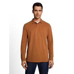 Tom Tailor Herren Tom Tailor Langarm-Poloshirt mit Logo-Stickerei braun XXL