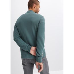bonprix Herren bonprix Strickjacke &raquo;Feinstrickjacke aus reiner Baumwolle&laquo; Regular Fit, aus Feinstrick, mit Stehkragen gr&uuml;n 44/46 (S)