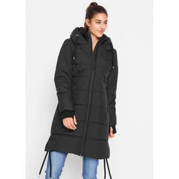 bonprix Damen bonprix Steppmantel wasserabweisendes Obermaterial, Seitenschlitze mit Kordelverschluss schwarz 38