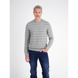 Lerros Herren Lerros Strickpullover Langarmpullover mit Jacquard-Streifen grau M