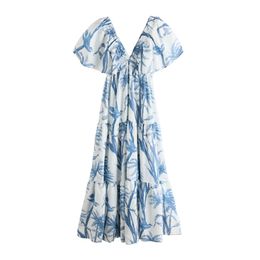 next Kleid Damen Gr&ouml;&szlig;e 34 creme / dunkelblau Sommerkleid
