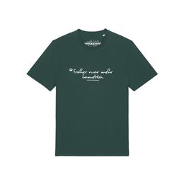 Watapparel Shirt 'Fr&uuml;her War Mehr Lametta' male size M Dark green / White