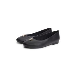 Tommy Hilfiger Damen Ballerina &raquo;TH PLATE LEATHER BALLERINA&laquo; Schlupfschuh, Businessschuh mit edlem Schmuckelement - schmale Form schwarz 35