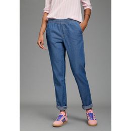 Arizona Damen Relax-fit-Jeans &raquo;mit Schlupfbund&laquo; mit geradem Beinverlauf, normale Leibh&ouml;he, aus Baumwolle 40, N-Gr