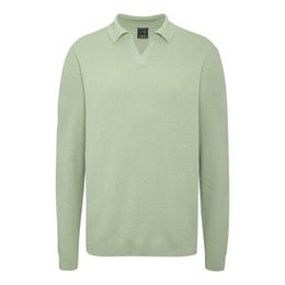 H.I.S. H.I.S Herren Strickpullover &raquo;- leichtes Strick Poloshirt, Longsleeve&laquo; Strukturstrick, Polokragen mit kleiner V-&Ouml;ffnung gr&uuml;n S (44/46)