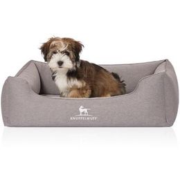 Knuffelwuff Orthop&auml;disches Hundebett Leano aus Velours mit Handwebcharakter grau M-L