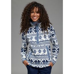 Polarino Damen Fleecepullover, mit Colourblocking-Optik, mit K&auml;ngurutasche, aus Fleecestoff 48/50