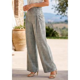 Lascana Damen Lascana Palazzohose &raquo;Schlupfhose mit Bundfalten&laquo; mit weiten, geraden Beinen 32/34, N-Gr