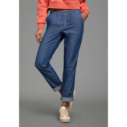 Arizona Damen Relax-fit-Jeans &raquo;mit Schlupfbund&laquo; mit geradem Beinverlauf, normale Leibh&ouml;he, aus Baumwolle 50, N-Gr
