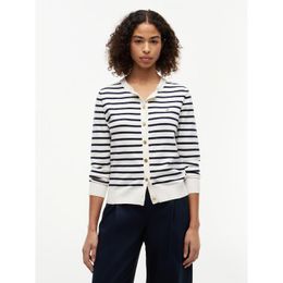 Tommy Hilfiger Damen Strickjacke Baumwollmischung, goldfarbene Kn&ouml;pfe wei&szlig; L (42/44)