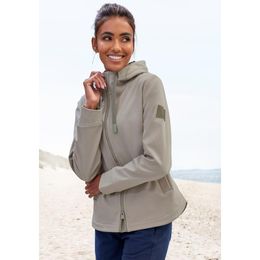 ELBSAND Damen Softshelljacke mit verstellbarer Kapuze beige M/38