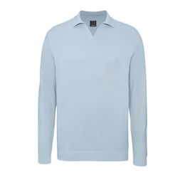 H.I.S. H.I.S Herren Strickpullover &raquo;- leichtes Strick Poloshirt, Longsleeve&laquo; Strukturstrick, Polokragen mit kleiner V-&Ouml;ffnung blau L (52/54)