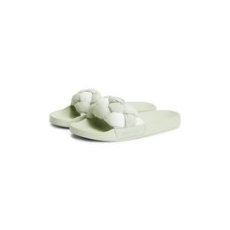 Tommy Jeans Damen Pantolette &raquo;TJW BRAIDED SLIDES&laquo; Sommerschuh, Schlupfschuh, Strandschuh mit geflochtener Bandage gr&uuml;n 36
