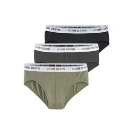John Devin Herren Slip Packung, 3 Stk. aus hochwertiger Baumwollmischung, mit weichem und dehnbarem B&uuml;ndchen grau 3XL (9), 3 Stk.