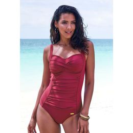 Lascana Damen Lascana Badeanzug &raquo;Saphir&laquo; mit Raffungen und Shaping-Effekt rot 40, Cup B
