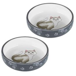 Trixie Keramiknapf Katze f&uuml;r kurznasige Rassen grau/wei&szlig; 0,3 l 2er Set