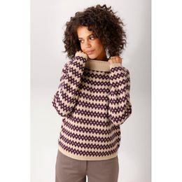 Aniston Casual Damen Aniston CASUAL Strickpullover mit farbharmonischem Rauten-Muster - NEUE KOLLEKTION lila 36