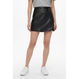 Only Damen Only Lederimitatrock &raquo;ONLASTRIA FAUX LEATHER SHORT SKIRT OTW&laquo; mit Knopf Details, softes Lederimitat schwarz L (40)