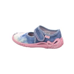 Superfit Hausschuh 'BELINDA' M&auml;dchen Gr&ouml;&szlig;e 34 blau / gr&uuml;n / rosa / wei&szlig;