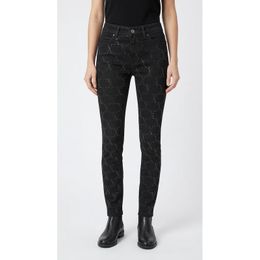 MAC Damen MAC Skinny-fit-Jeans &raquo;DREAM SKINNY chain glitter&laquo; mit Glitzersteine Muster schwarz 42, L&auml;nge 30