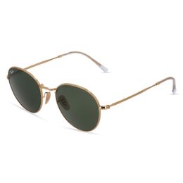 Ray-Ban RB 3582 DAVID | Unisex-Sonnenbrille | Fassung: Vollrand, Panto, Metall, Gold Gl&auml;nzend | Glasfarbe: Gr&uuml;n