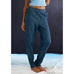 H.I.S. H.I.S Damen Jogger Pants gerade geschnitten, in Denim Optik blau 32/34, N-Gr