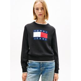 Tommy Jeans Damen Strickpullover &raquo;TJW TIPPING FLAG SWEATER EXT&laquo; mit Logo-Intarsie, Relaxed Fit XXL (44)
