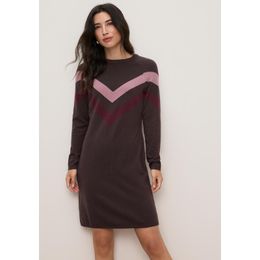 Tamaris Damen Strickkleid &raquo;aus angenehmer Viskosemischung&laquo; l&auml;ssiger Look mit Zickzack-Muster braun 40, N-Gr