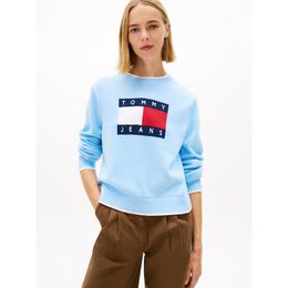 Tommy Jeans Damen Strickpullover &raquo;TJW TIPPING FLAG SWEATER EXT&laquo; mit Logo-Intarsie, Relaxed Fit L (40)