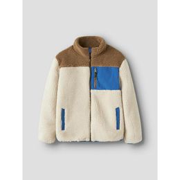 name it Damen Pl&uuml;schjacke &raquo;NKMMACEY TEDDY JACKET BLOCK&laquo; Kunstfaser, regular fit beige 152