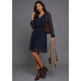 Laura Scott Damen Meshkleid mit Smok-Einsatz blau 38, N-Gr