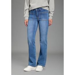 Kangaroos Damen Kangaroos Bootcut-Jeans mit Rei&szlig;verschluss und Knopf, normale Leibh&ouml;he, lange Schnittform blau 46, N-Gr