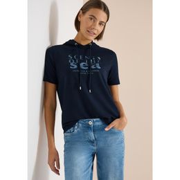 Cecil Damen Kapuzenshirt mit Schriftzug blau S (38)