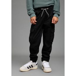 Bruno Banani Jungen Cargohose &raquo;Cargohose mit Bruno Banani Badge&laquo; Cargo-Twillhose, gerade Passform, Basic-Stil, elastische Webware 140, N-Gr