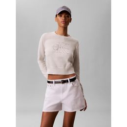 Calvin Klein Jeans Damen Strickpullover Feinstrick, reine Baumwolle, Stickerei XXL