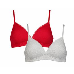 My Basic Damen B&uuml;gelloser BH flache Verarbeitung, wattiert, ohne B&uuml;gel, basic, Baumwollmix wei&szlig; 80, Cup A