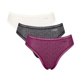 Sloggi Damen Sloggi Slip &raquo;GO Crush&laquo; mit Spitzendetails, Multipack, hoher Beinausschnitt bunt XS