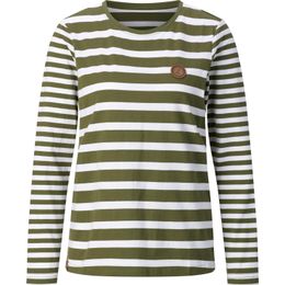 CR&Eacute;ATION L Damen Shirt im Ringelmuster oliv-wei&szlig;-geringelt Gr&ouml;&szlig;e 36