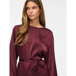 Vila Damen Minikleid &raquo;VIENNA RAVENNA L/S O-NECK DRESS - NOOS&laquo; lockere Passform, aus Kunstfaser, pflegeleicht rot 44, N-Gr