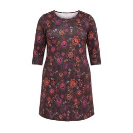 Ulla Popken Kleid Damen Gr&ouml;&szlig;e 50/52 braun / lila / rot Sommerkleid